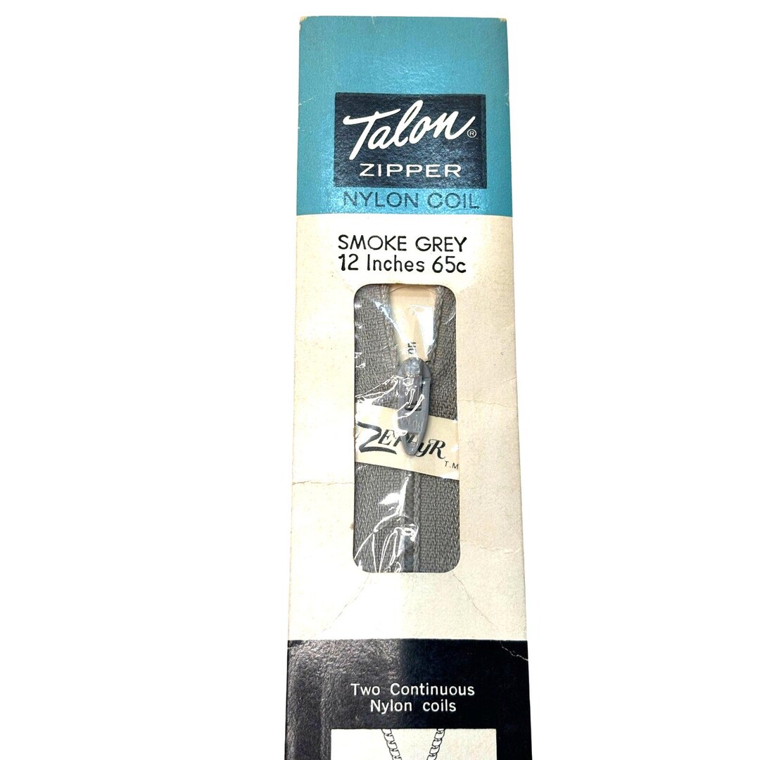 Vintage Talon Zipper Nylon Coil 12 Inch Smoke Gray Zephyr Deadstock - Etsy