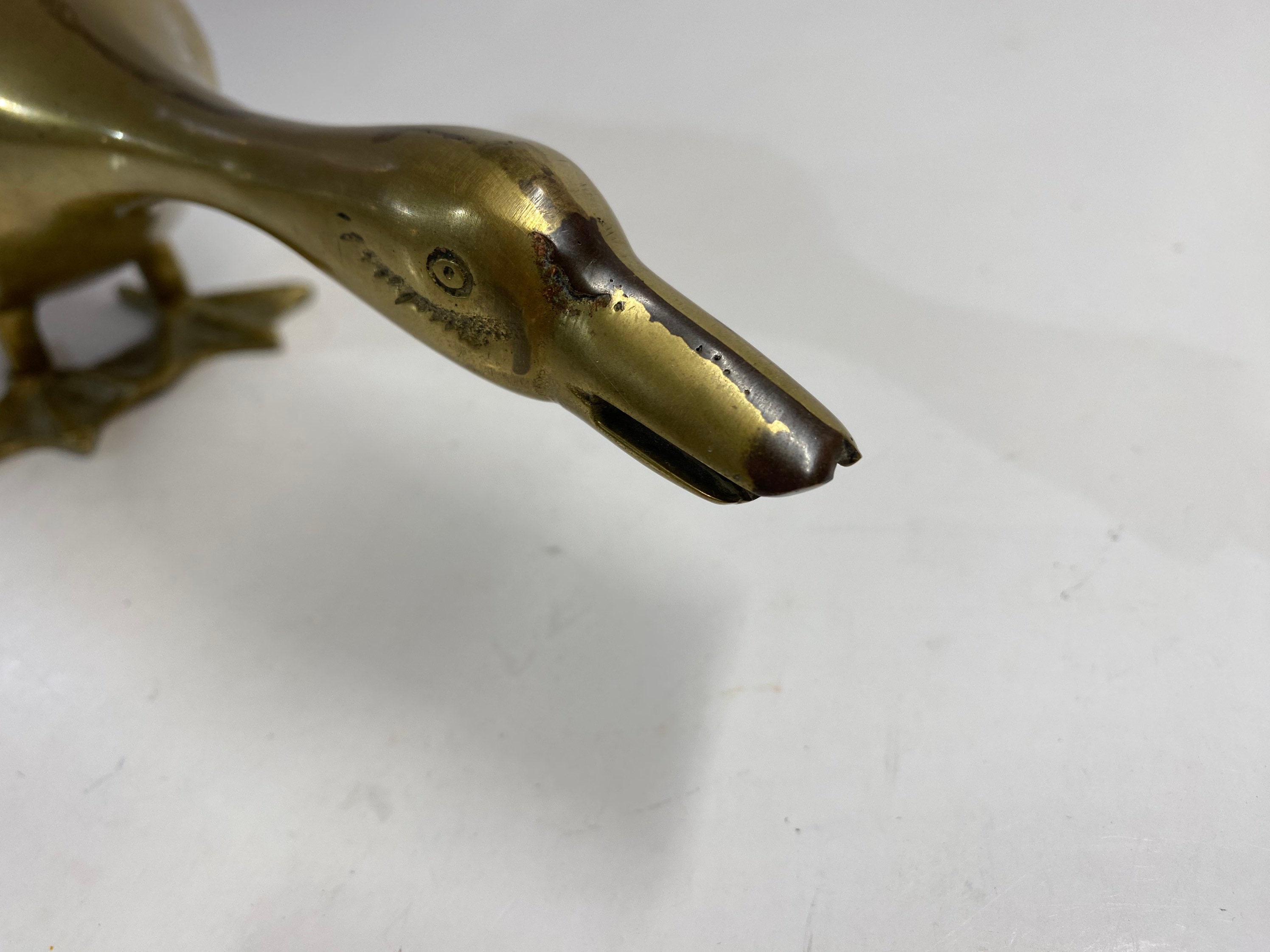 Vintage Brass Goose Figurine Mid Century Honking Duck Statue MCM Decor ...