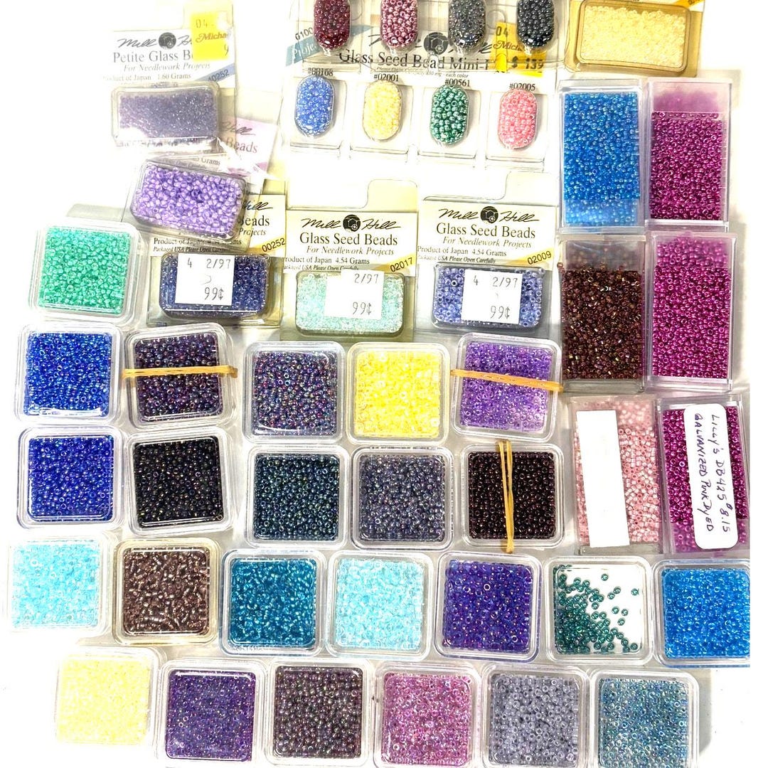 Miniature Mini Glass Seed Bead Lot Beads Needlework Petite Mill Hill ...