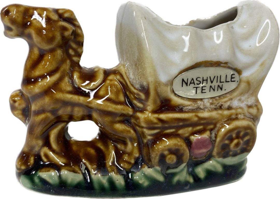Vintage Nashville Tenn. TN Horse and Wagon Toothpick Holder Souvenir - Etsy