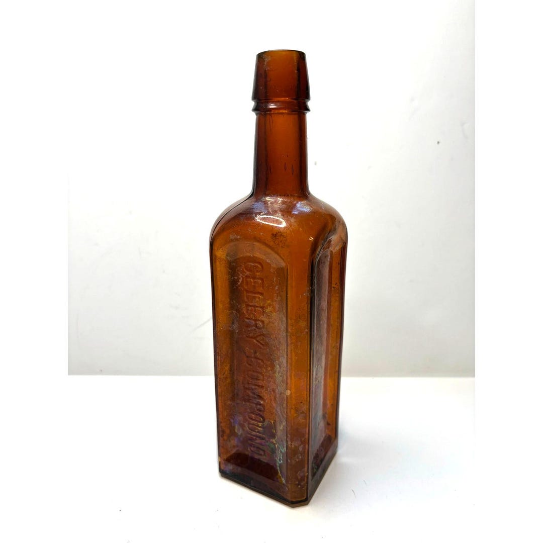 Antique Paine's Celery Compound Tonic Glass Bottle Amber Brown Empty ...