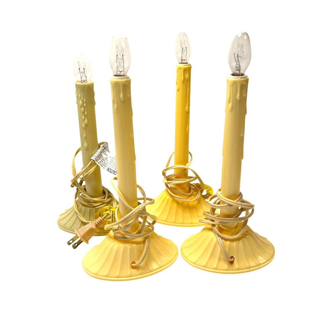 Vintage Celluloid Plastic Christmas Candles Electric Flame Window Light ...