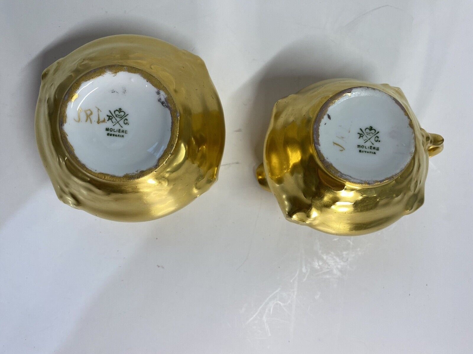 Antique RC Moliere Bavaria Porcelain Gold Creamer Sugar Set Signed 1891 ...