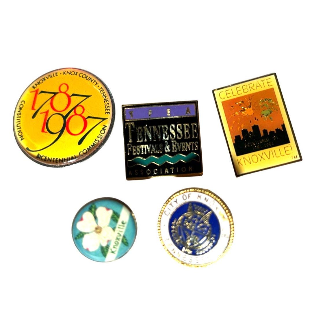 Vintage Enamel Metal Lapel Pin Lot of 5 Knoxville TN Tennessee Pinbacks ...