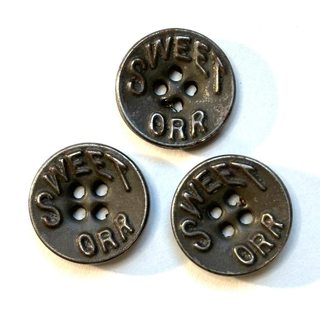 3 Antique Vntg Sweet Orr Buttons Metal Work Overalls Retro Sewing ...