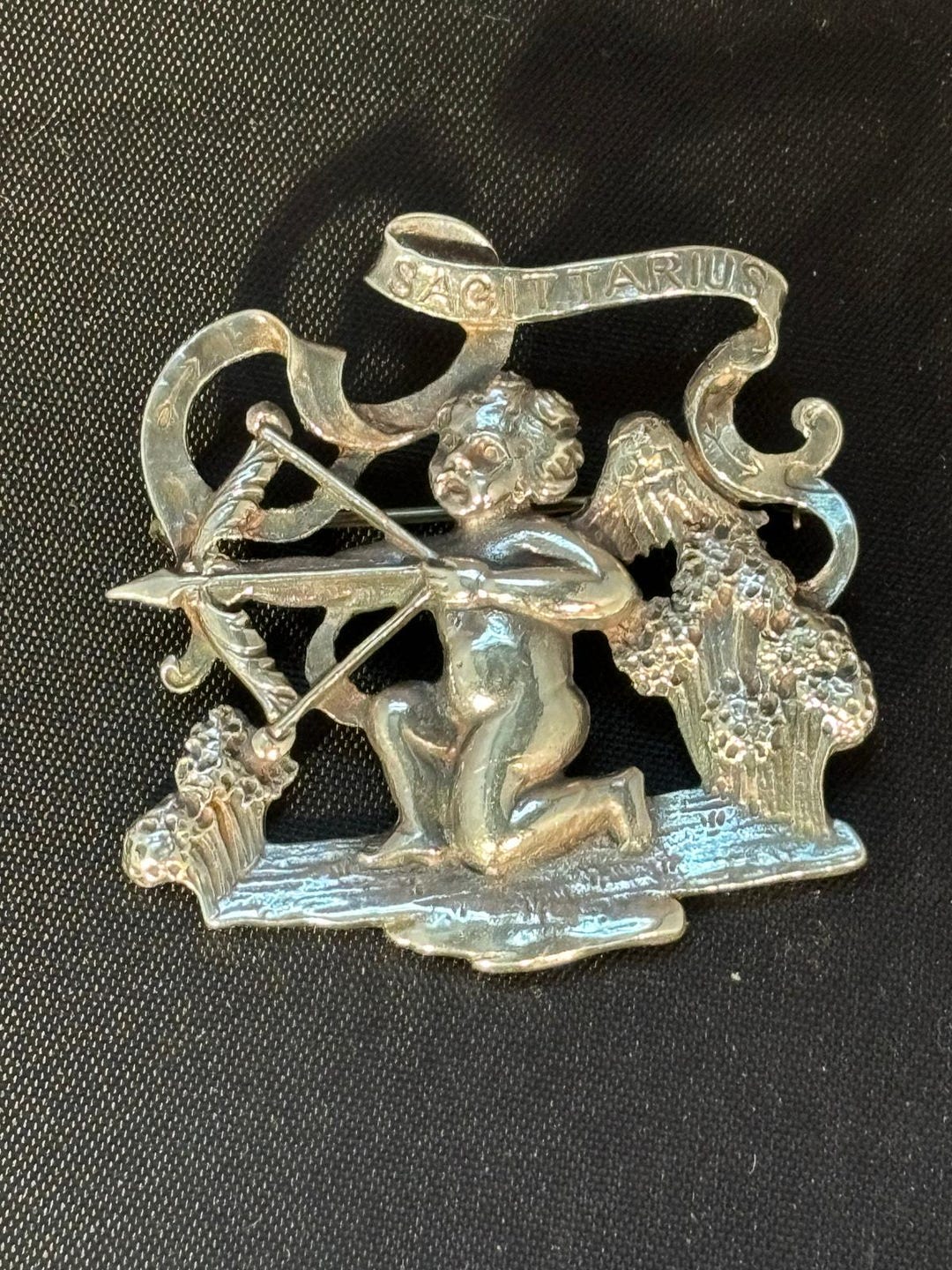 Vintage Sterling Silver Cini Cherub Cupid Sagittarius Zodiac Lapel ...