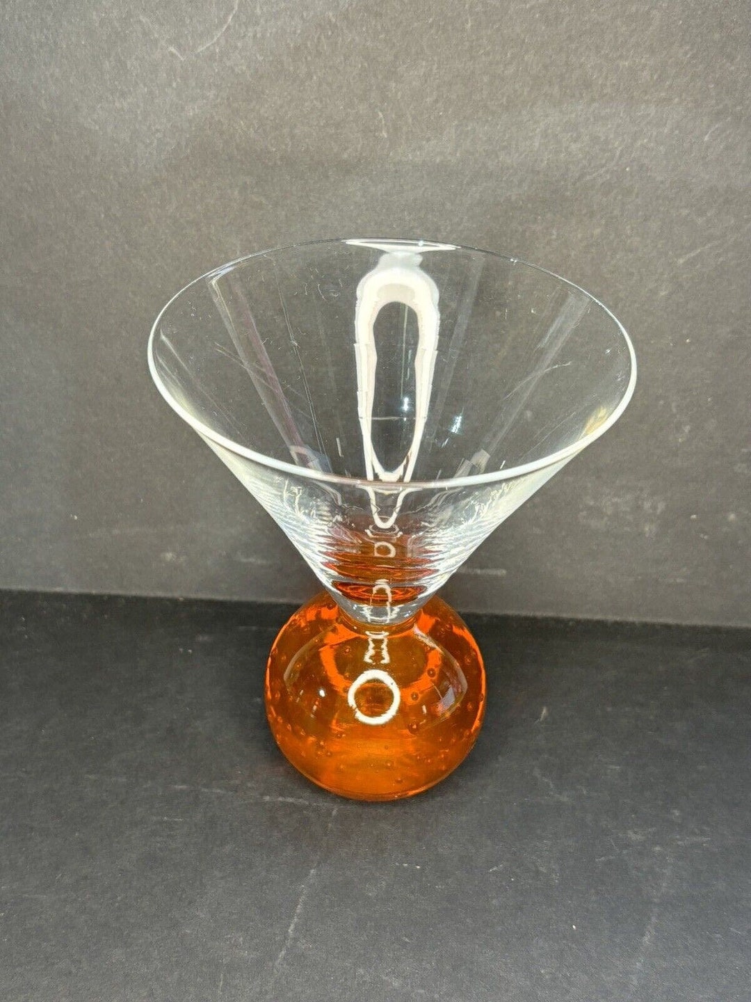 Vintage E Cointreau Martini Glasses Controlled Bubble Orange Ball Base ...