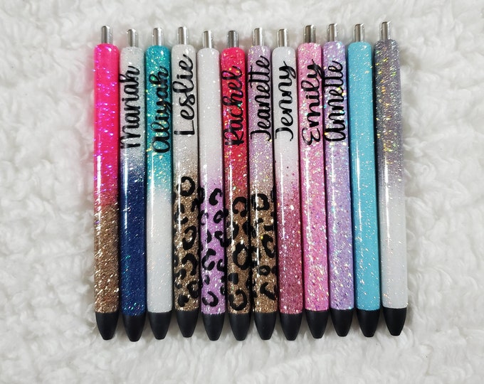Personalized Glitter Gel Pen Custom Epoxy Glitter Pen Custom - Etsy