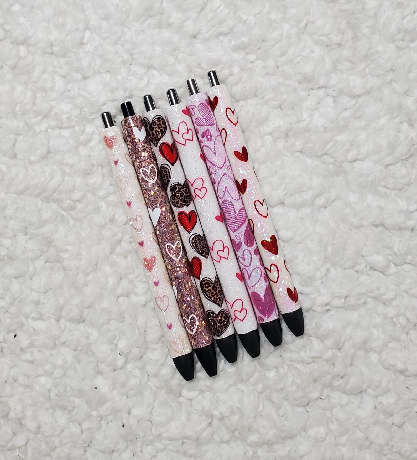 Valentine’s Day Glitter Pen, Custom Epoxy Glitter Pen, Custom Gel Pen ...