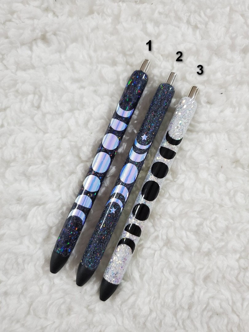 Phases of the Moon Glitter Gel Pen, Custom Epoxy Glitter Pen, Custom ...