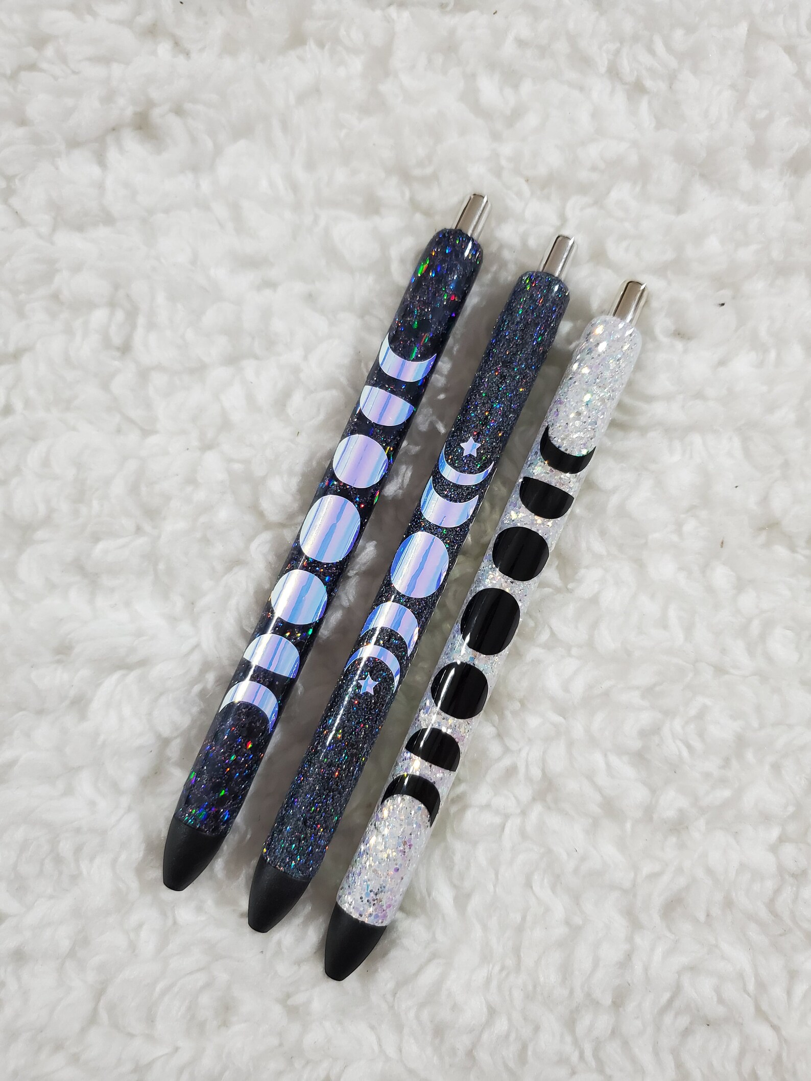 Phases of the Moon Glitter Gel Pen Custom Epoxy Glitter Pen - Etsy