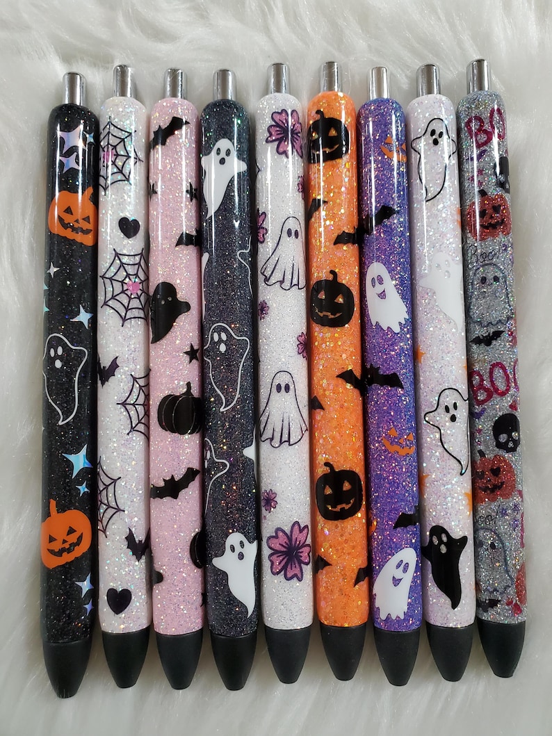 Halloween Spooky Glitter Pen, Custom Epoxy Glitter Pen, Custom Gel Pen ...