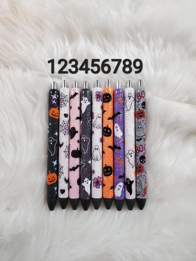 Halloween Spooky Glitter Pen, Custom Epoxy Glitter Pen, Custom Gel Pen ...