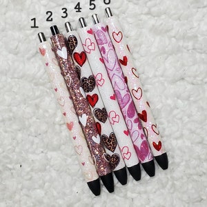 Valentine’s Day Glitter Pen, Custom Epoxy Glitter Pen, Custom Gel Pen ...