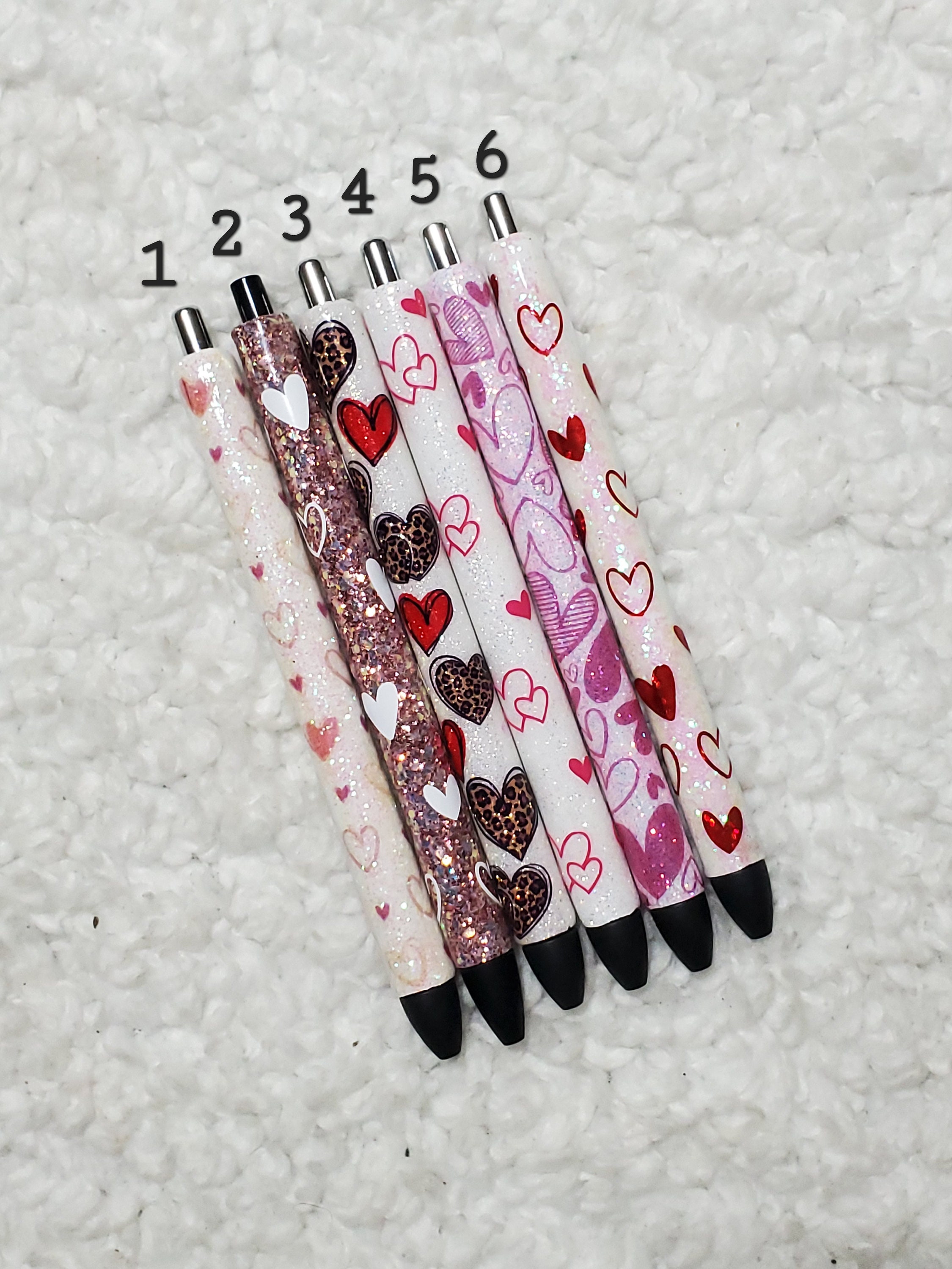 Valentine’s Day Glitter Pen, Custom Epoxy Glitter Pen, Custom Gel Pen ...