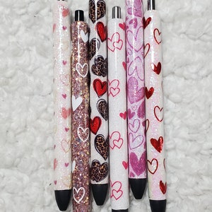 Valentine’s Day Glitter Pen, Custom Epoxy Glitter Pen, Custom Gel Pen ...