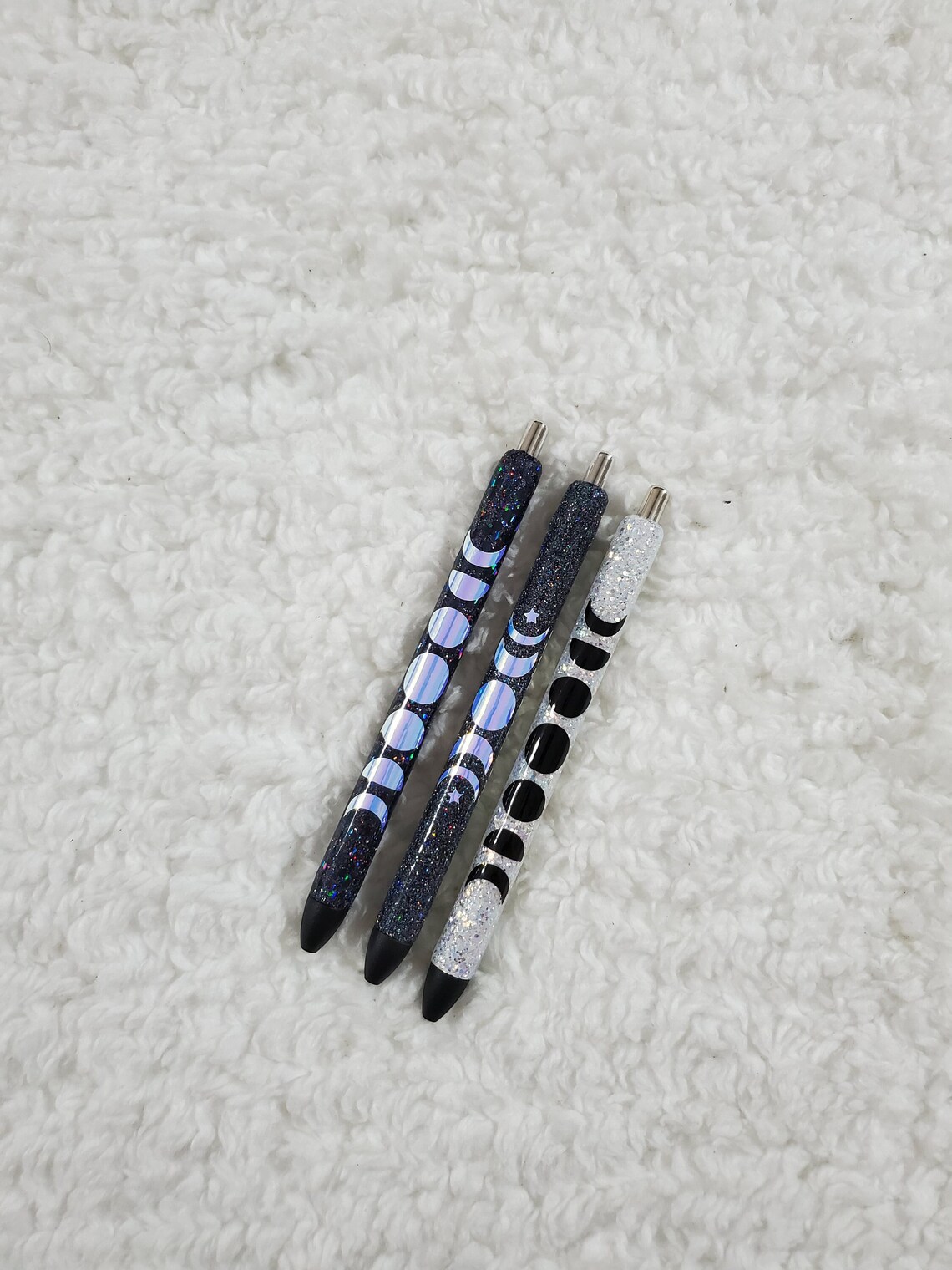 Phases of the Moon Glitter Gel Pen, Custom Epoxy Glitter Pen, Custom ...
