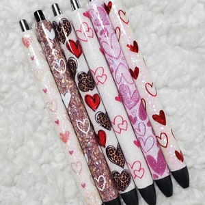 Valentine’s Day Glitter Pen, Custom Epoxy Glitter Pen, Custom Gel Pen ...
