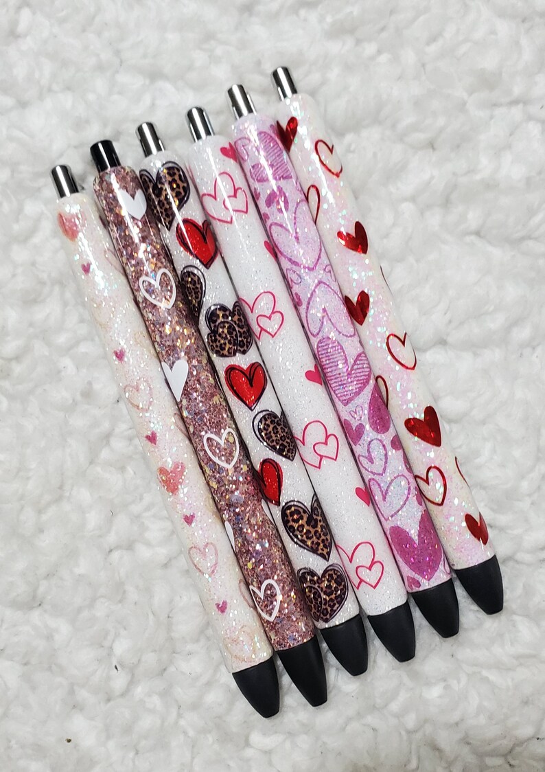 Valentine’s Day Glitter Pen, Custom Epoxy Glitter Pen, Custom Gel Pen ...