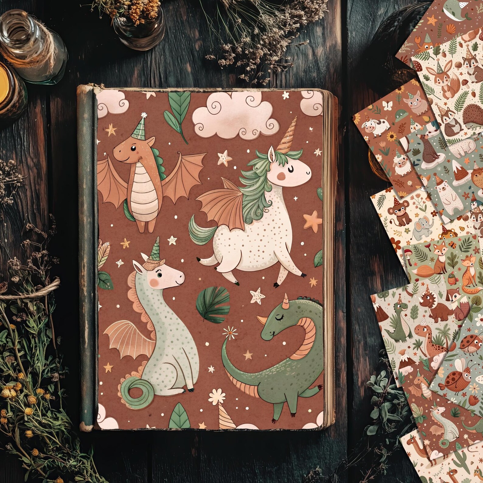 Woodland Party Animals – Fall Digital Paper Bundle Pastel Forest ...
