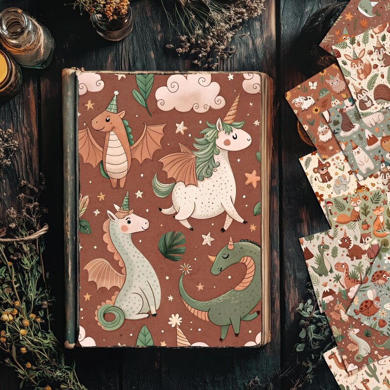 Woodland Party Animals – Fall Digital Paper Bundle Pastel Forest ...