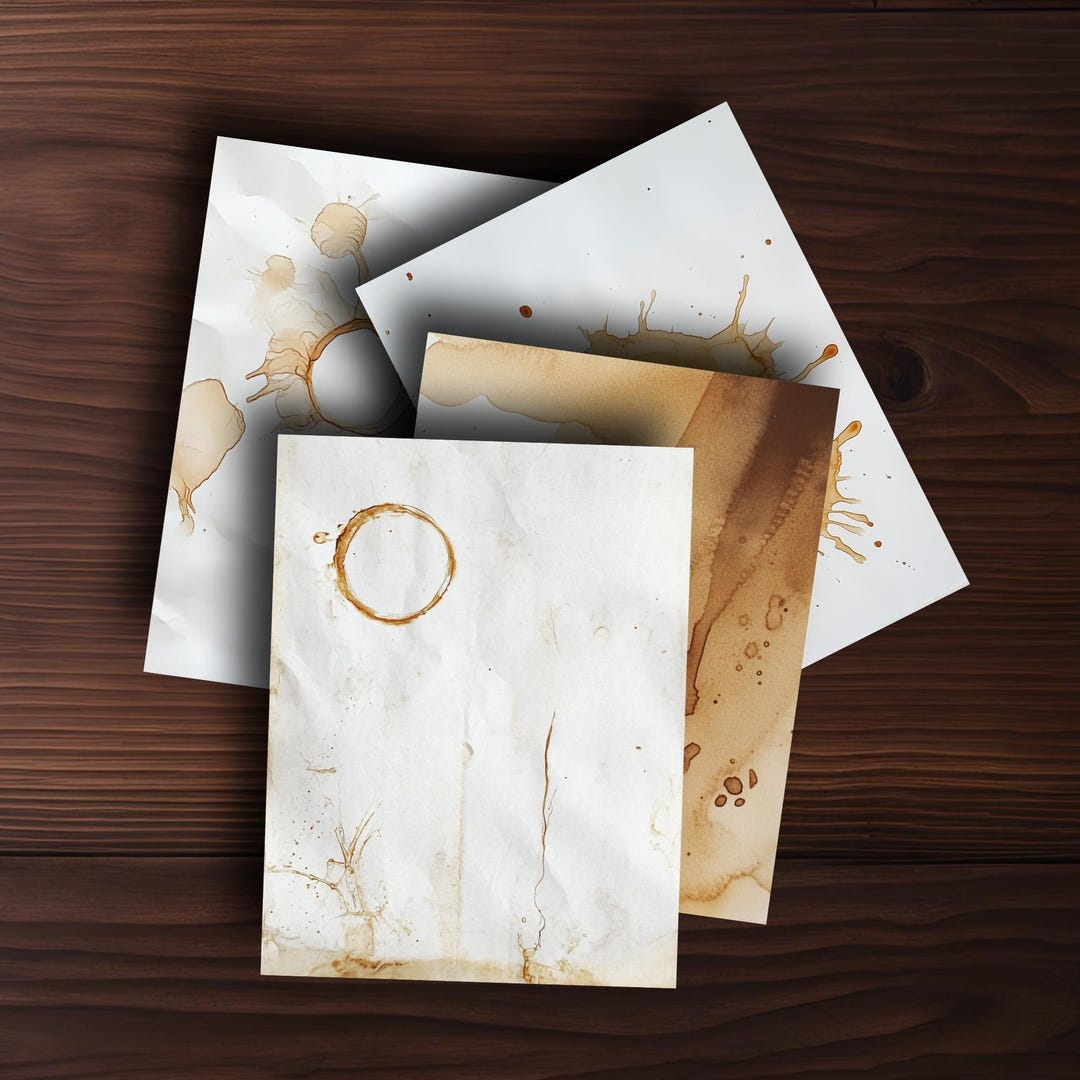 Coffee Stained Paper Set | 10 Digital Coffee Dyed Pages | Diy Paper ...