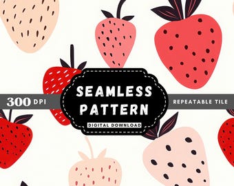 Strawberries Seamless Tile Pattern - Etsy