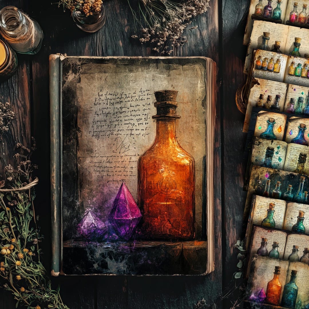 Herbal Printable | Dark Apothecary Pages | Rx Jars & Pharmacy Art Paper ...