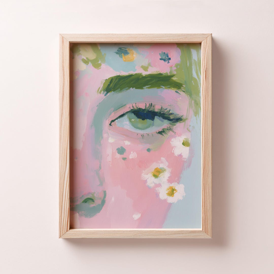 Close-up Abstract Eye Portrait, Matisse-inspired Colorful Art, Playful ...
