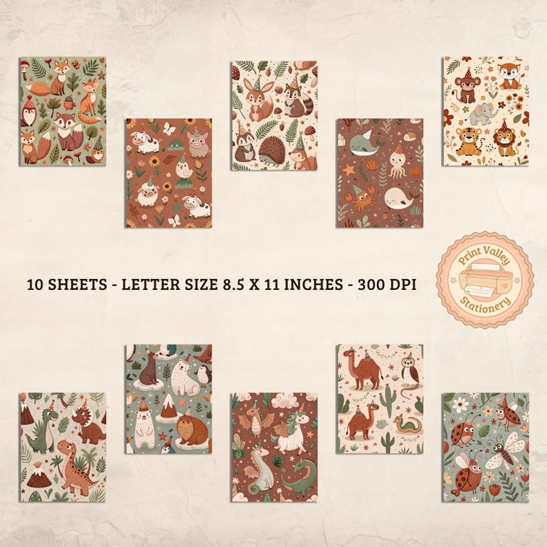 Woodland Party Animals – Fall Digital Paper Bundle Pastel Forest ...