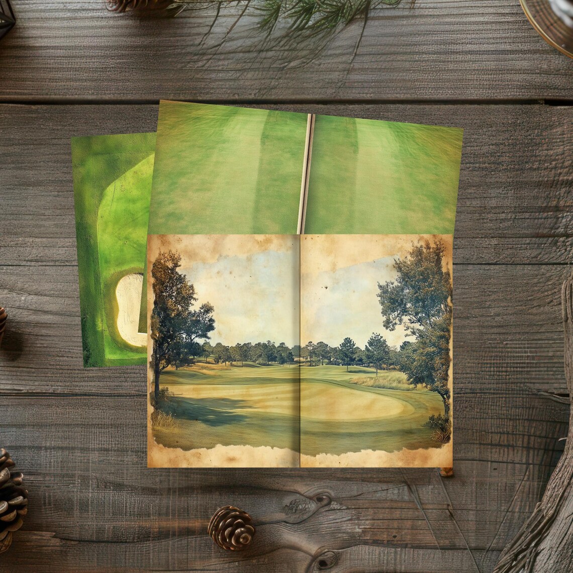 Vintage Golf Course Printable Paper Pack: Digital Scrapbook Pages for ...