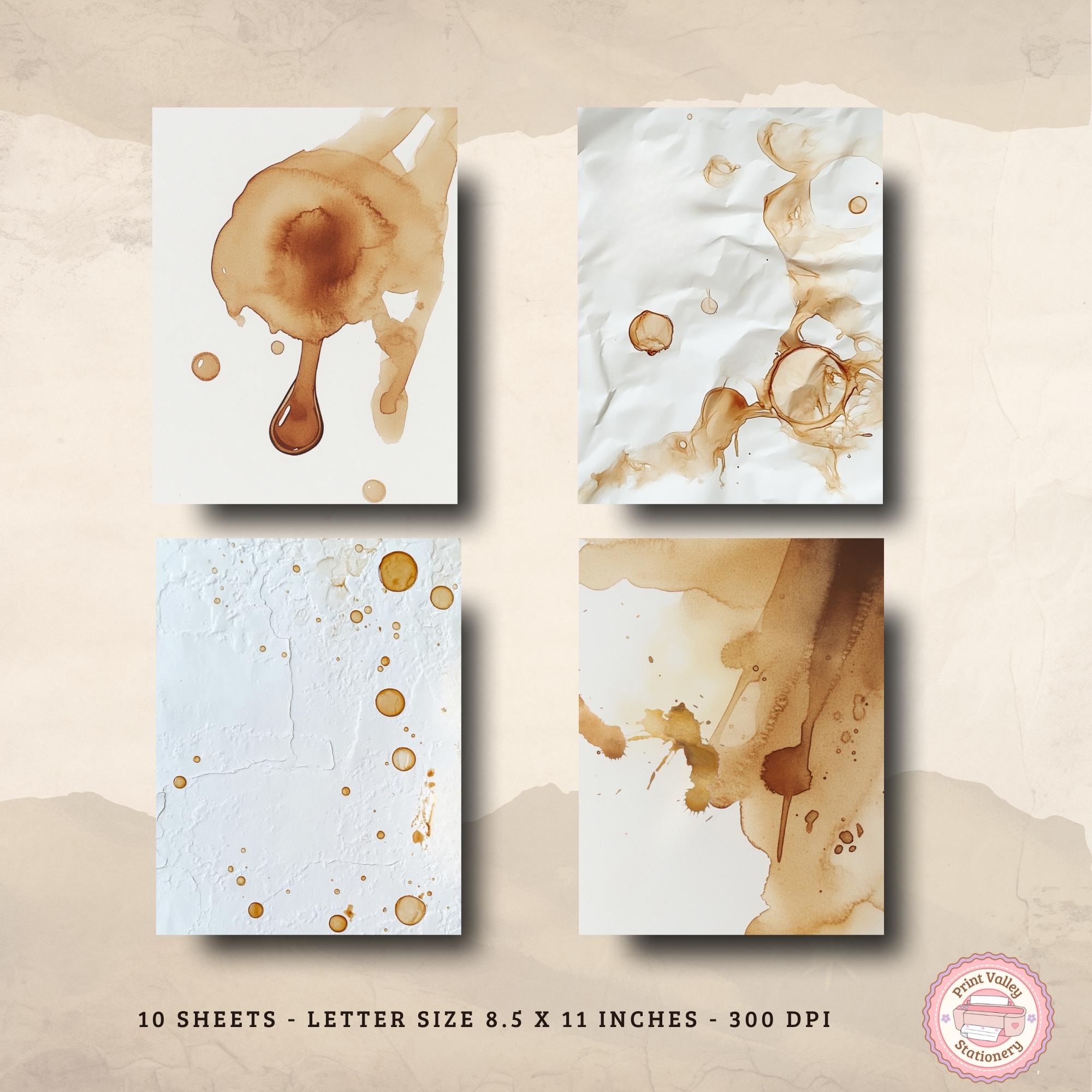Coffee Stained Paper Set | 10 Digital Coffee Dyed Pages | Diy Paper ...