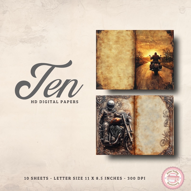 Vintage Classic Chopper Motorcycle Digital Paper Pack – Instant ...