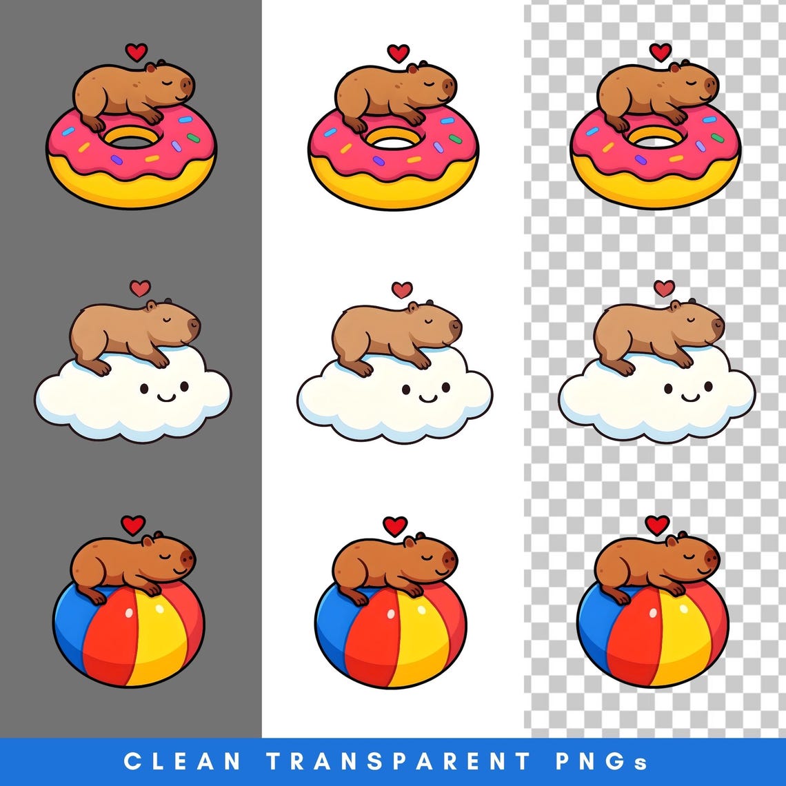 Summer Capybara Clipart, Kawaii Animal PNG, Cute Capy Design for Shirt ...