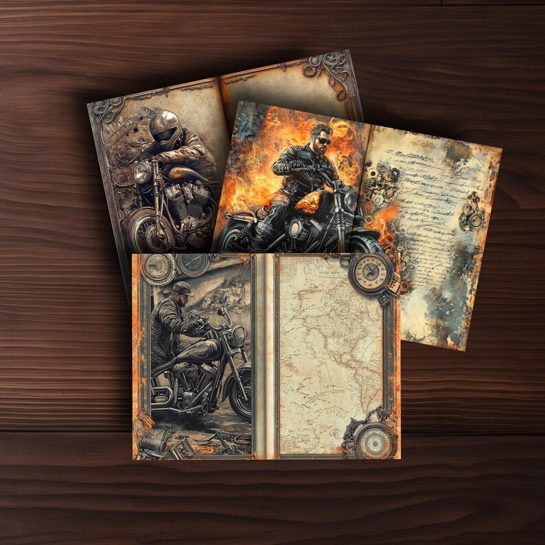 Vintage Classic Chopper Motorcycle Digital Paper Pack – Instant ...