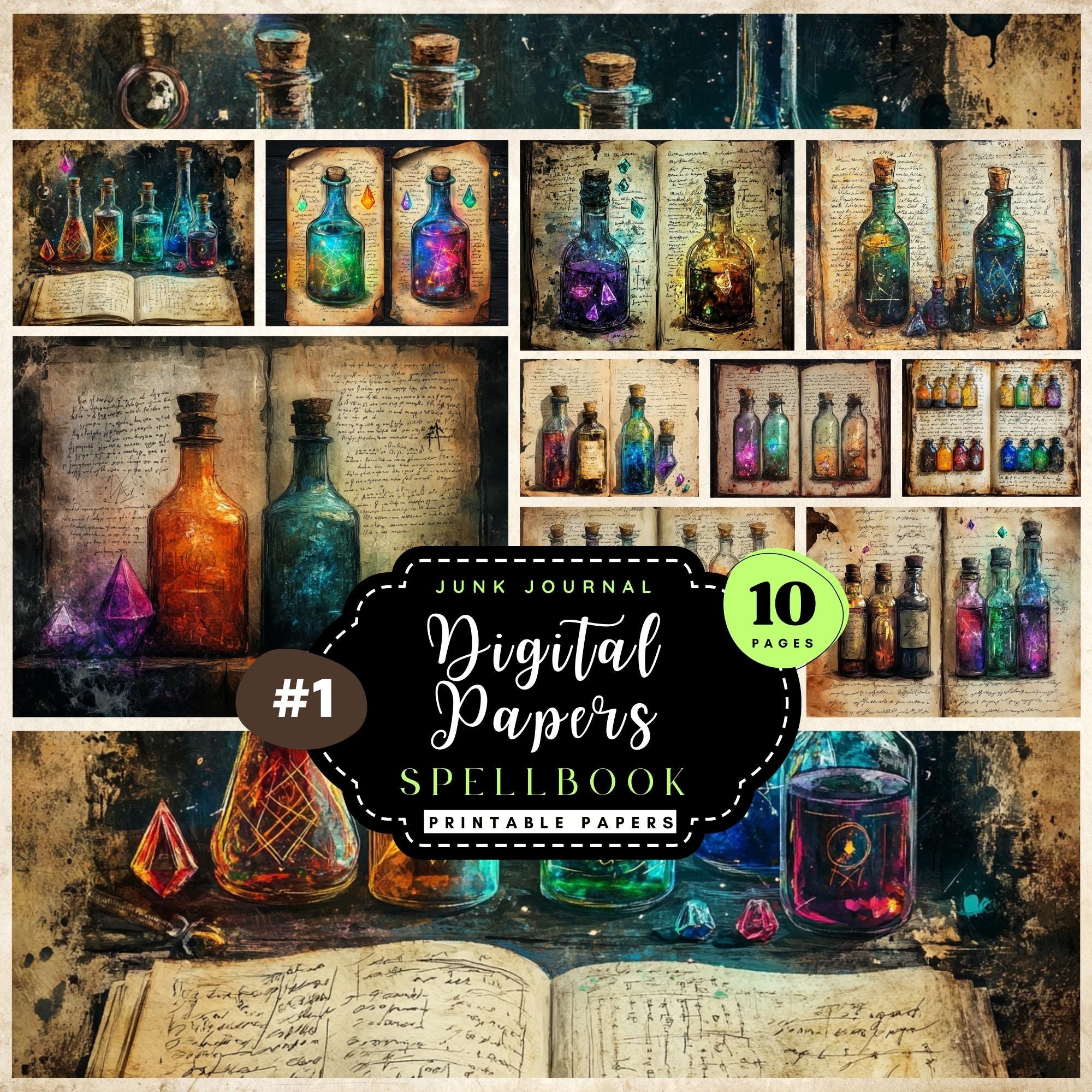 Herbal Printable | Dark Apothecary Pages | Rx Jars & Pharmacy Art Paper ...