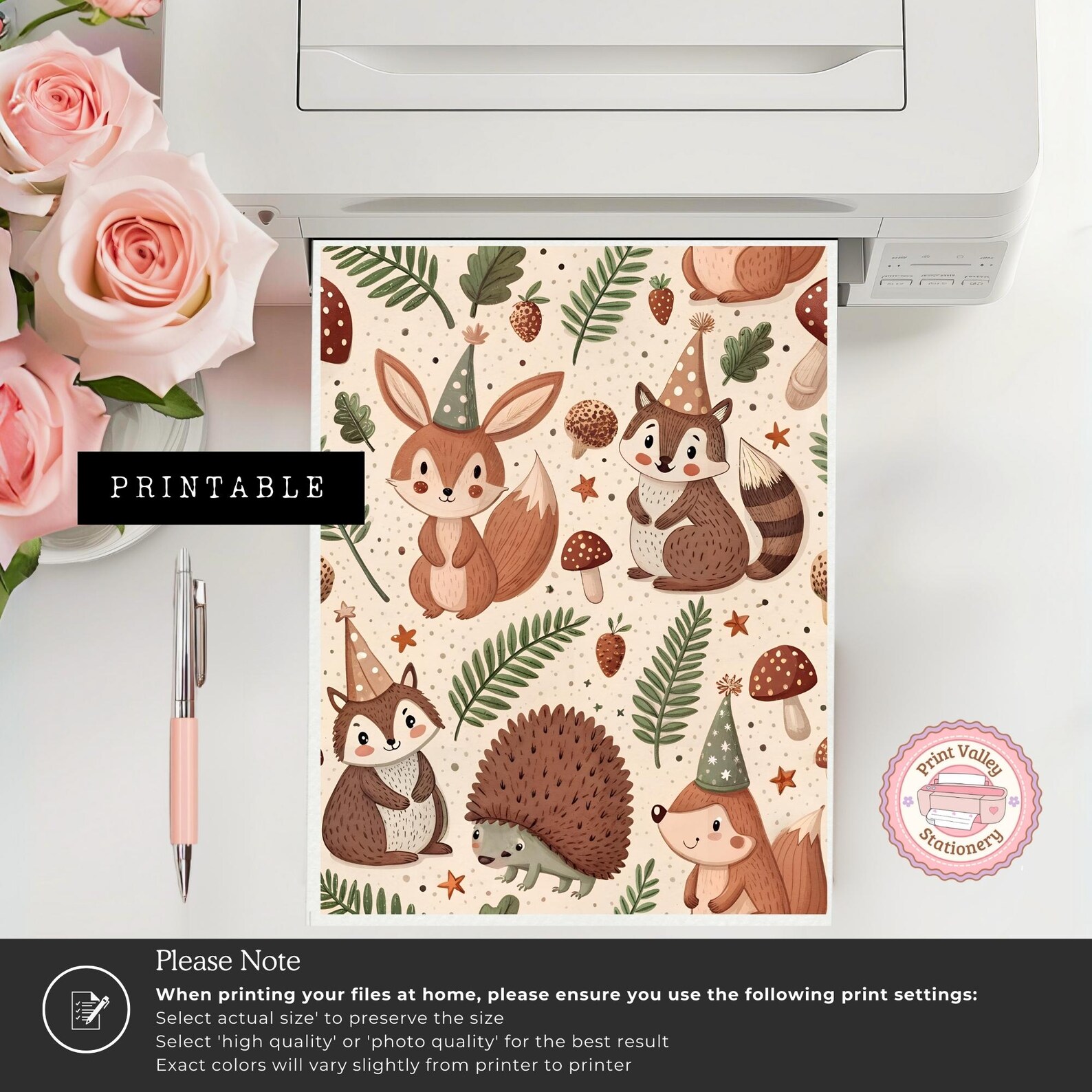Woodland Party Animals – Fall Digital Paper Bundle Pastel Forest ...