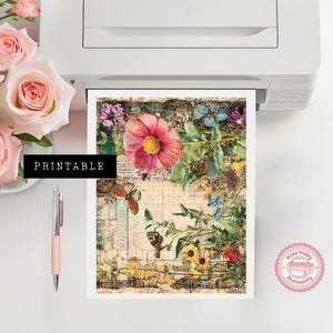 Vintage Botanical Digital Paper, Aged Nature Plant, Herb Scrapbook ...