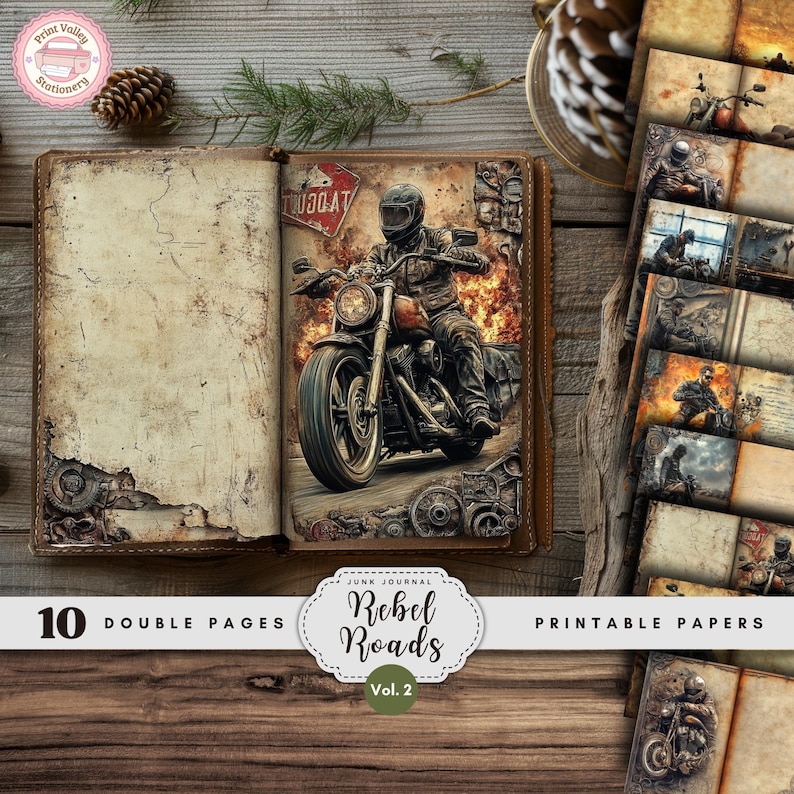 Vintage Classic Chopper Motorcycle Digital Paper Pack – Instant ...