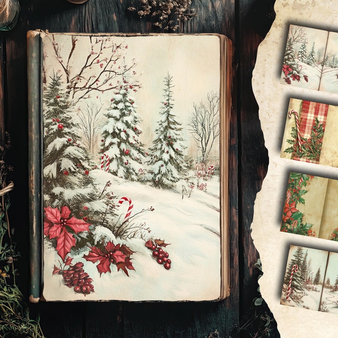 Christmas Papers | Adorable Winter Snowy Paper Journal | Candy Cane ...