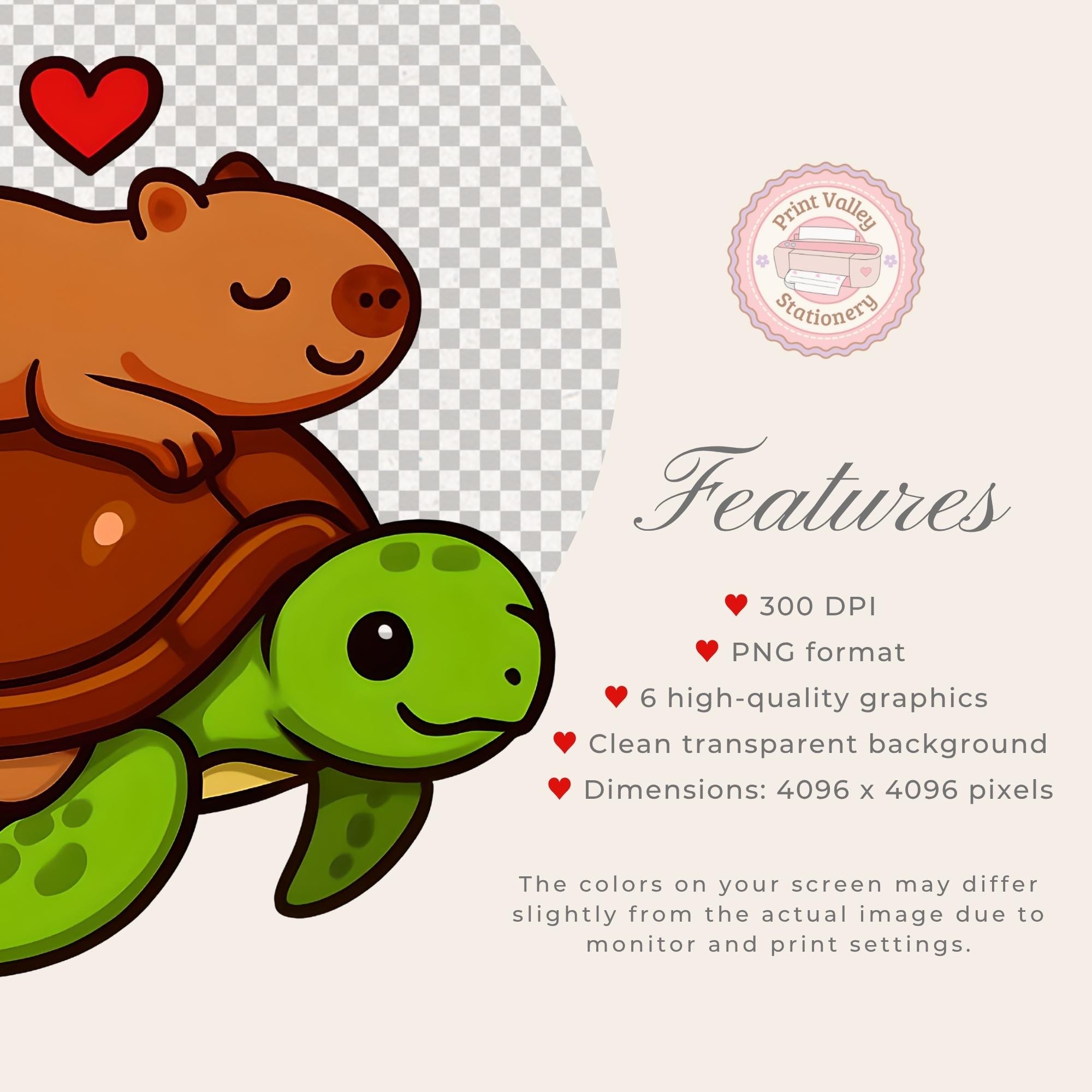 Summer Capybara Clipart, Kawaii Animal PNG, Cute Capy Design for Shirt ...