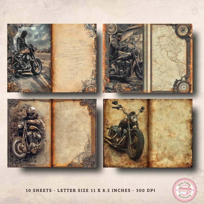 Vintage Classic Chopper Motorcycle Digital Paper Pack – Instant ...