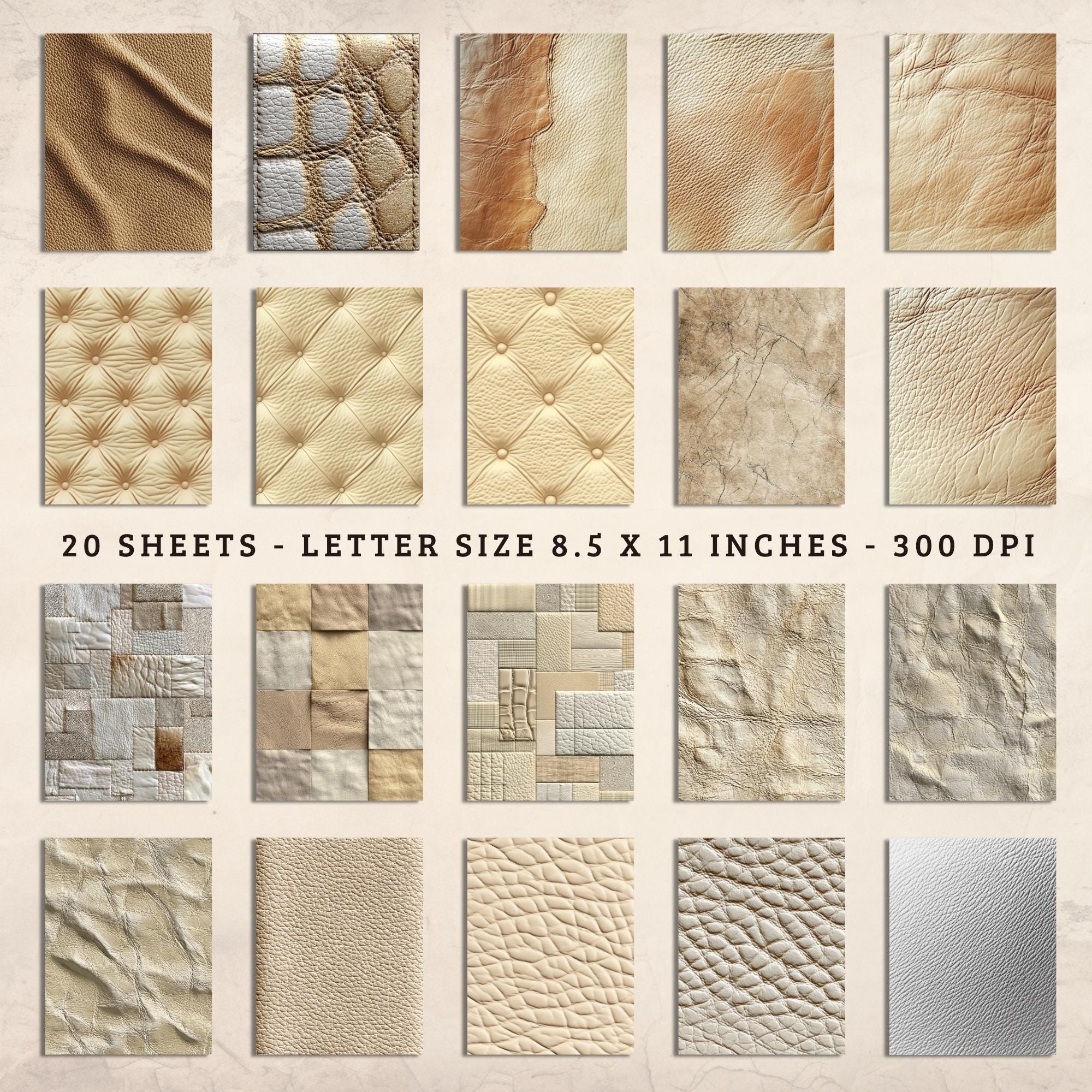 Neutral Leather Texture, Scrappy Papers, Junk Journal Cover, Natural ...