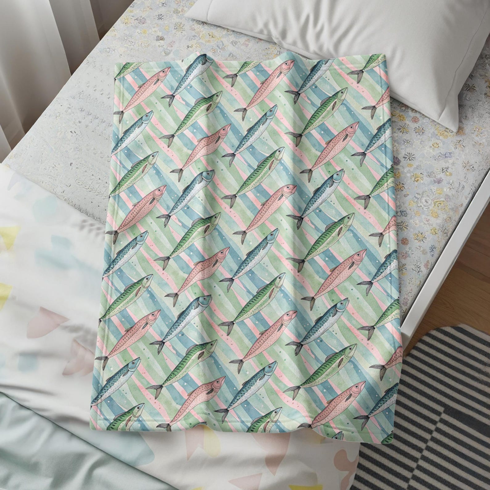 Sardines Seamless Pattern Tile, Fish Digital Download, Repeatable Soft ...