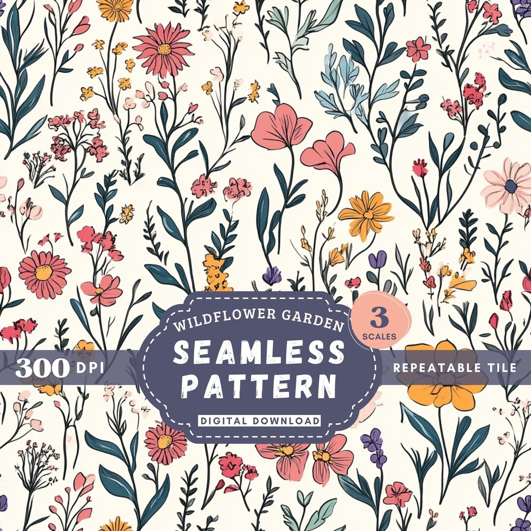 Seamless Pattern Boho Floral Print, Bloom Flower Repeating File for ...