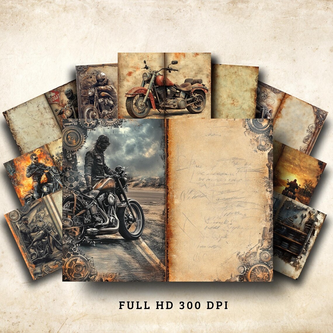 Vintage Classic Chopper Motorcycle Digital Paper Pack – Instant ...