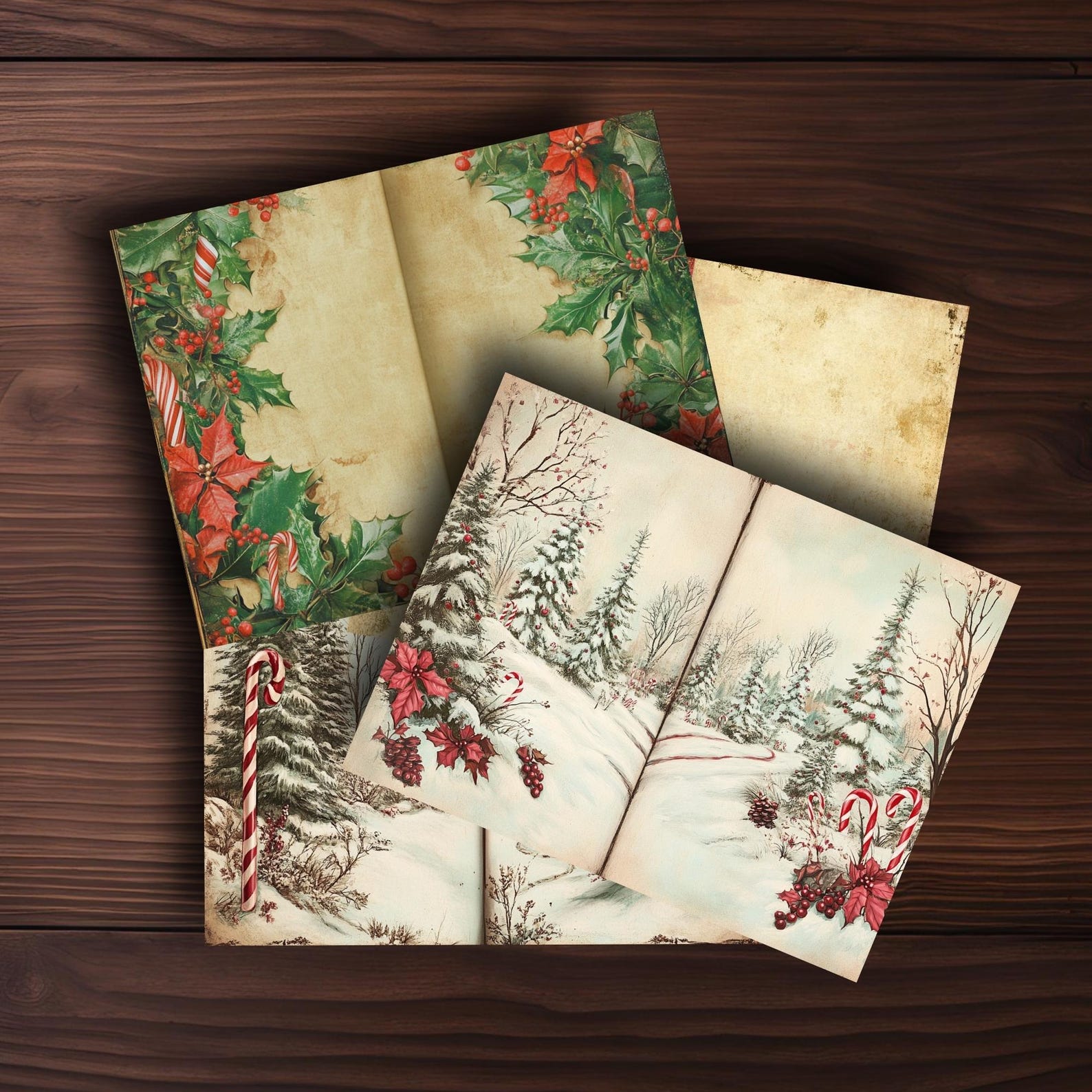 Christmas Papers | Adorable Winter Snowy Paper Journal | Candy Cane ...