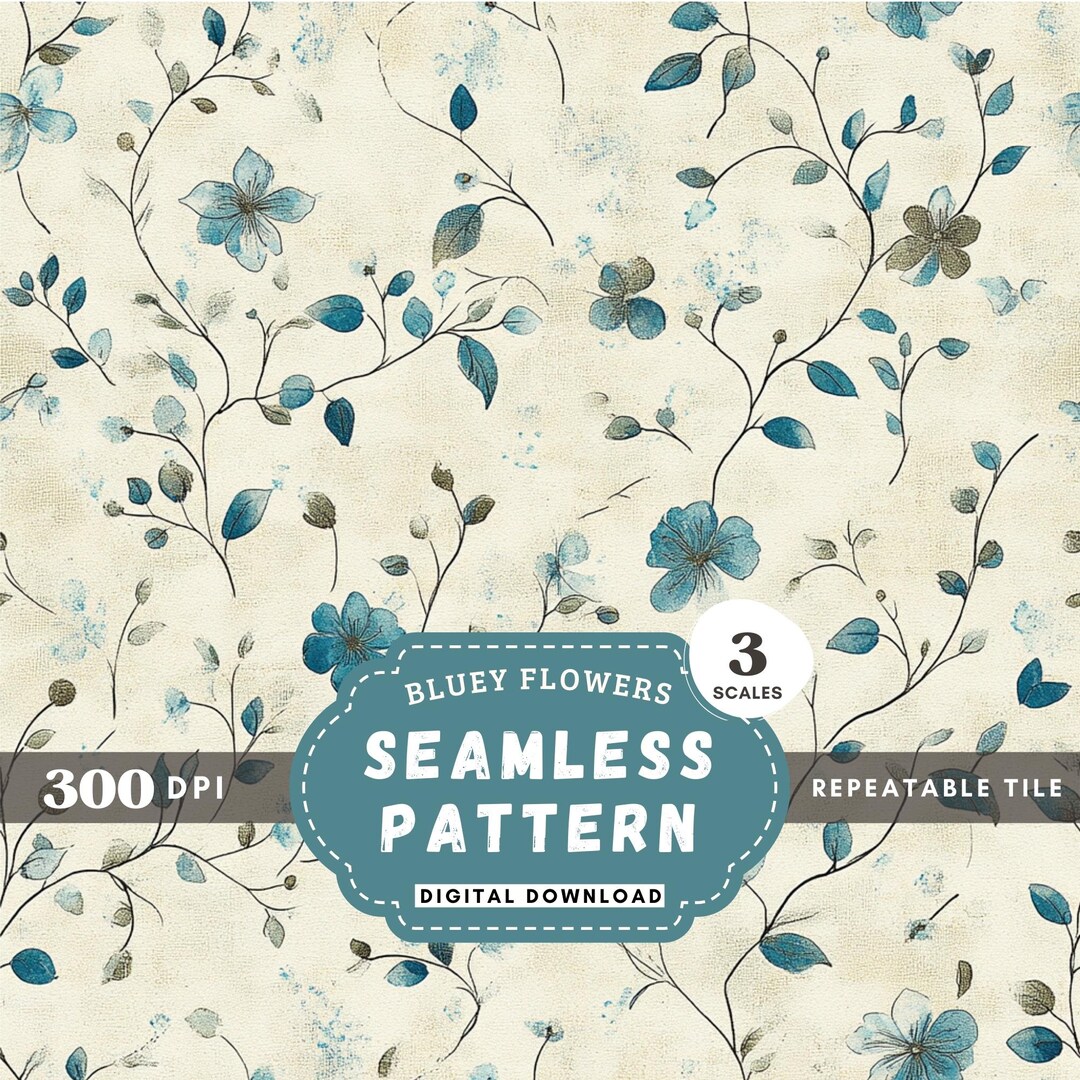 Delicate Pastel Bluey Flowers Seamless Pattern Repeatable Tile for ...