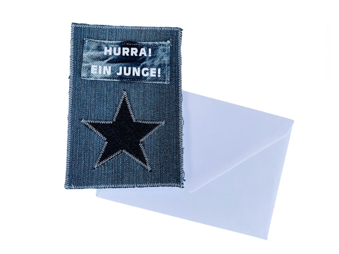 Congratulations Card for the Birth Boy Made of Jeans Handmade - Etsy