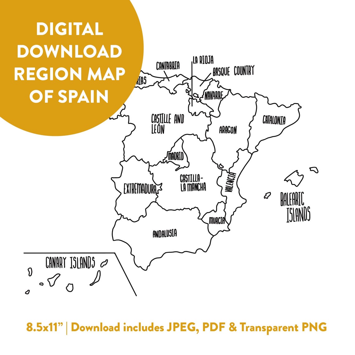 Spain Regional Map - Europe Map - Sales Map - Tracking Map - Learning ...